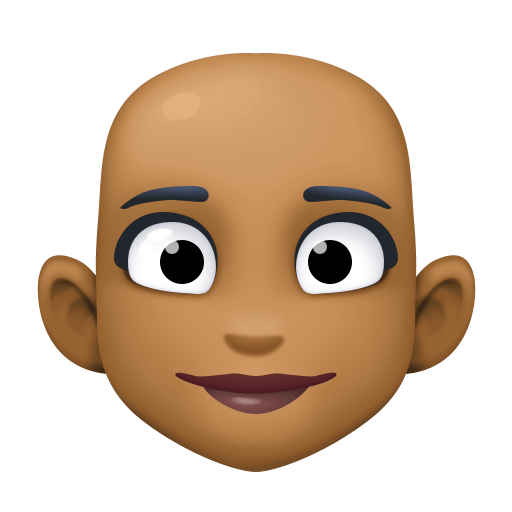 👩🏾‍🦲 Mulher: Pele Morena Escura, Careca emoji