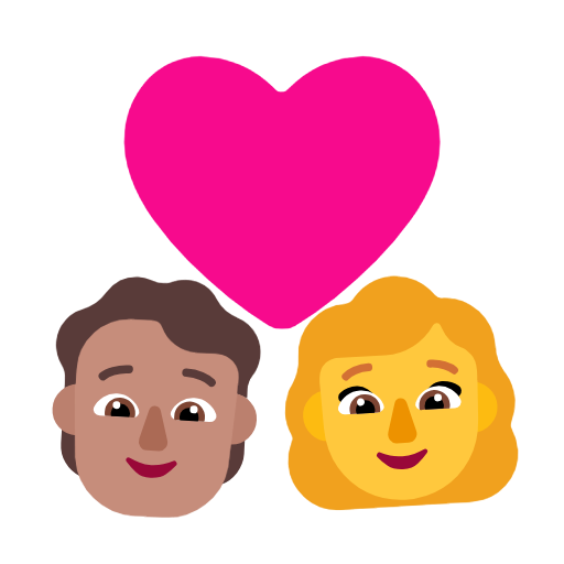 ハートのカップル: 人物、女性、中間の肌色、肌色なし 絵文字 🧑🏽‍ ️‍👩